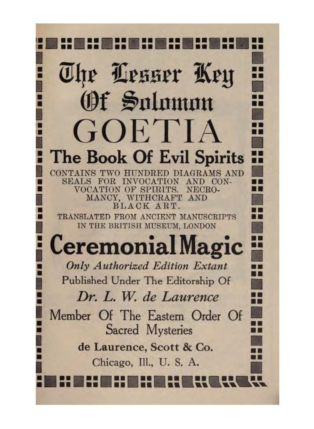 Lesser Key of Solomon Goetia: Book of Evil Spirits (1916) (PDF) - Etsy