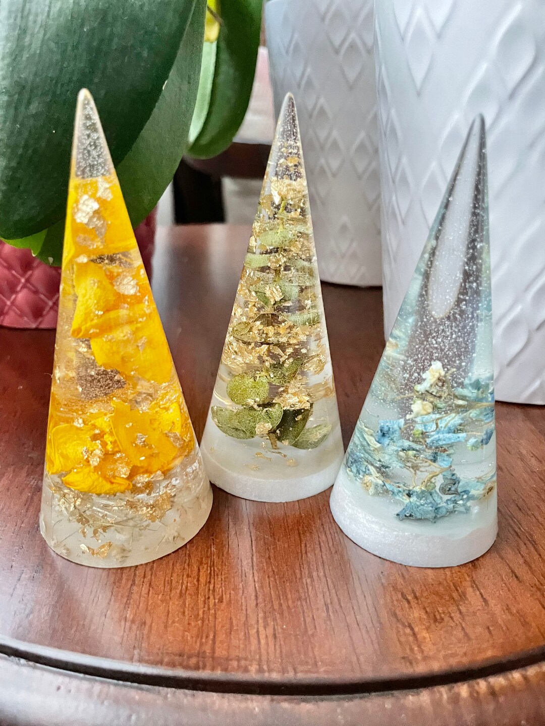 Engagement Ring Display, Wedding Ring Holder, Resin Ring Cone, Floral ...