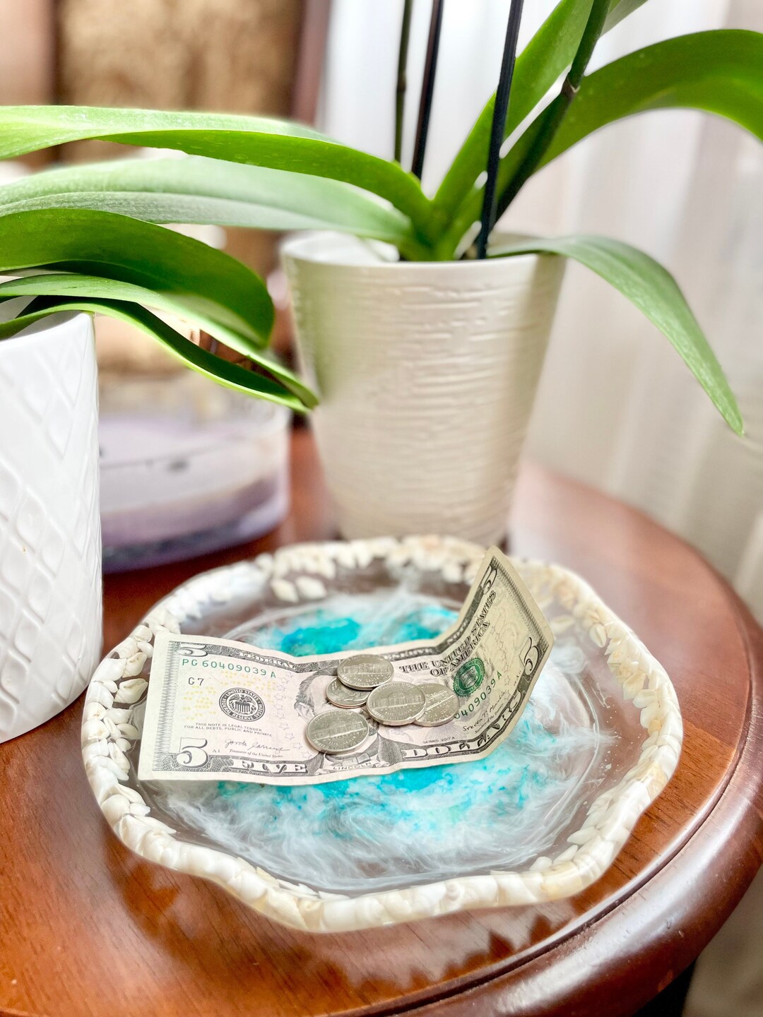 Resin Beach Art Catchall Tray, Ocean Art Resin Tray With Sea Shells ...