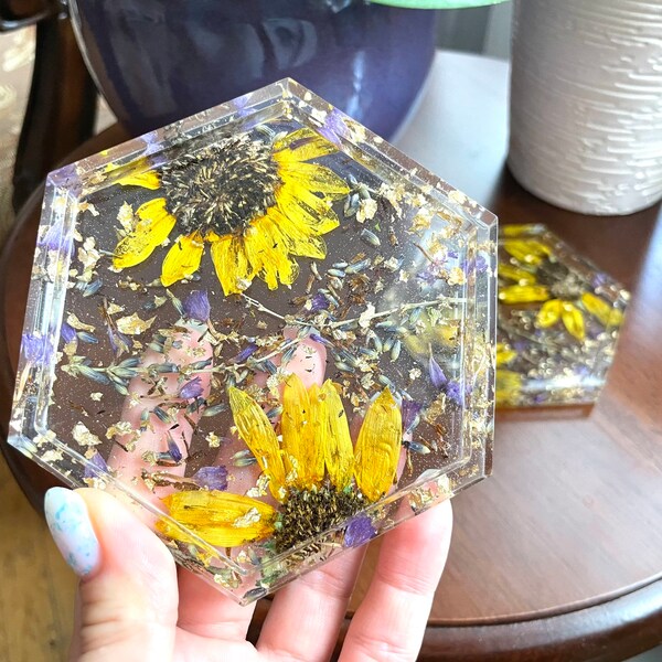 Sunflower Coaster - Etsy