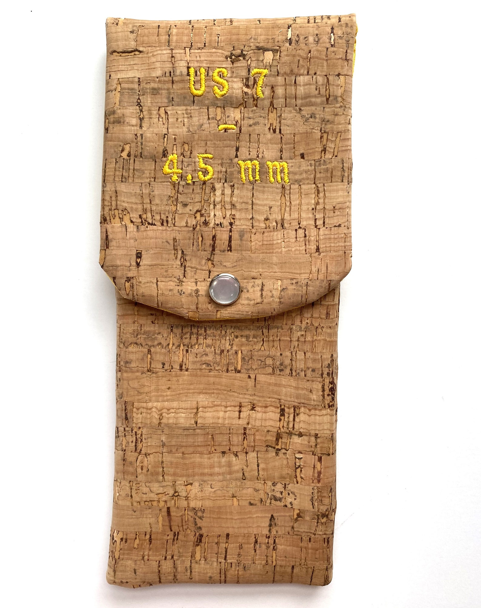 Handmade Cork Fabric Knitting Needle Case, Embroidered US 7, With ...