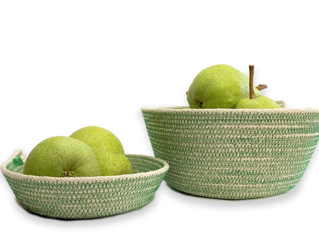 Emerald Green Bowls, Fruit Bowl Set, Basket Set, Small Decor Baskets ...