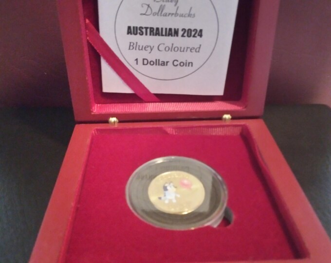 2024 BLUEY DOLLABUCKS COLOURED 1 Dollar Coin, Bluey & Bingo Gift Box ...