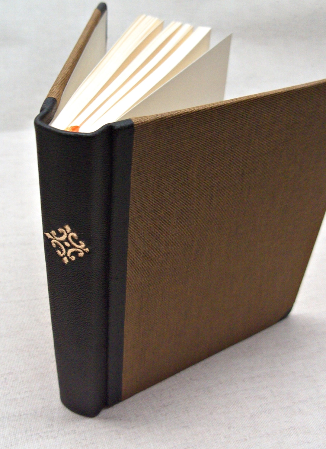 Handmade Half Leather Binding. Notebook Lined, Brown - Etsy