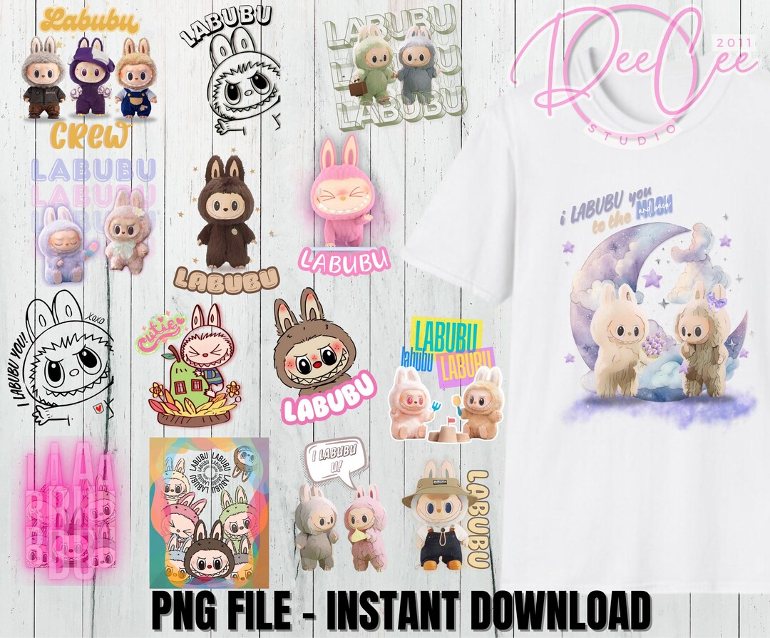 Cute Labubu Bundle Design, Funny Labubu Trendy PNG, Labubu Sublimation ...