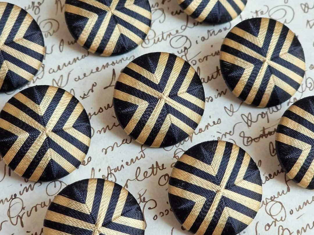 Ready to Ship Set of 10 Black and Pale Gold Historical Handmade Thread ...