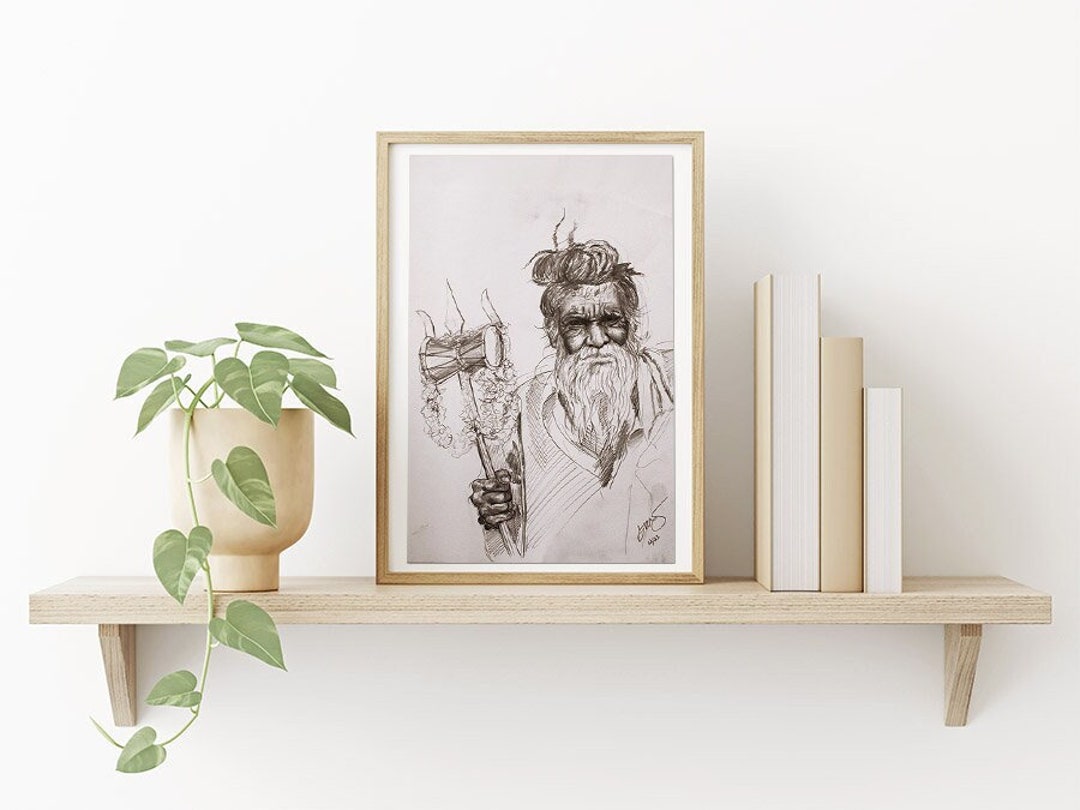 Drawing of Indian Sadhu Print - Etsy