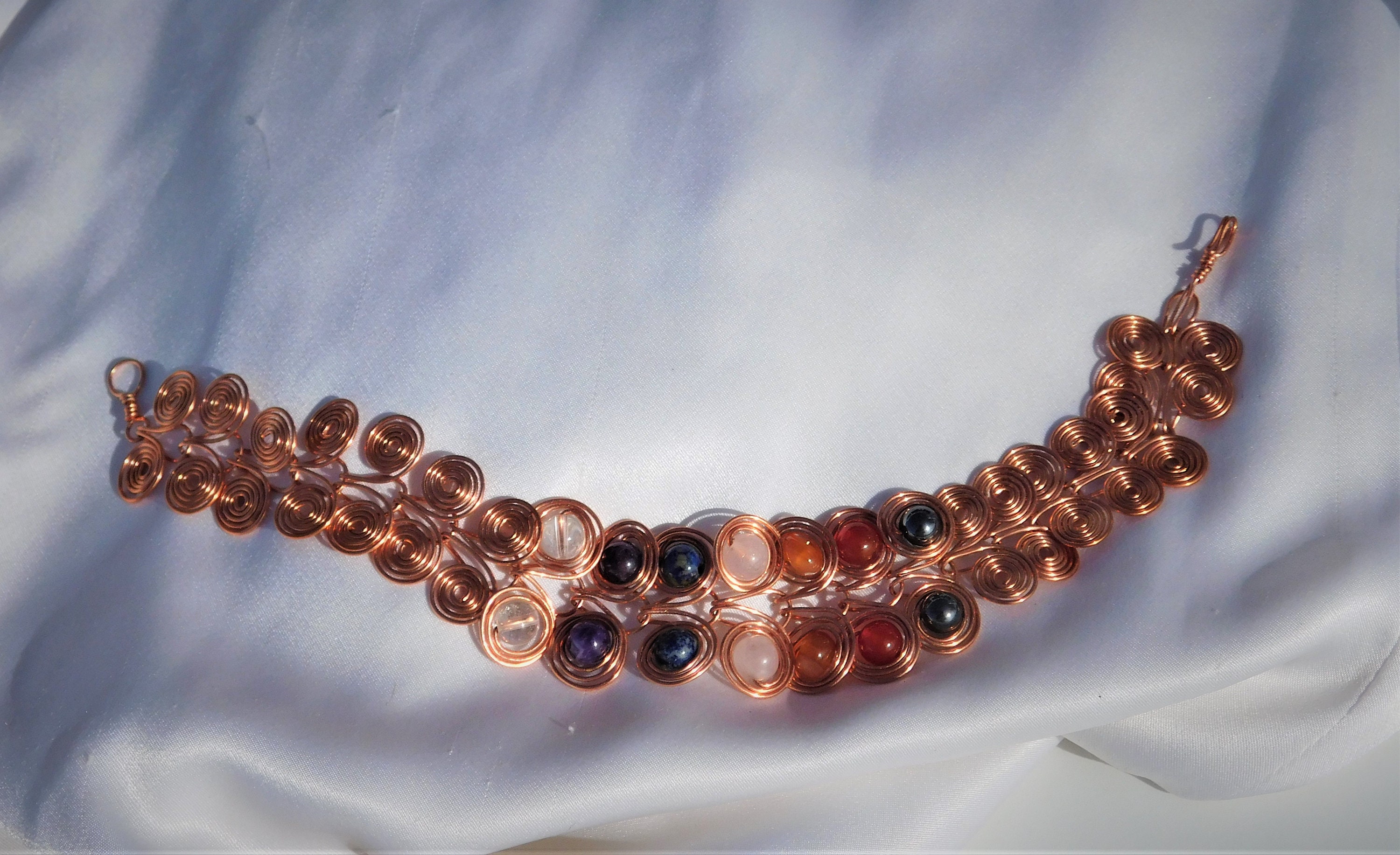 Copper Spiral 7 Chakra Bracelet - Etsy
