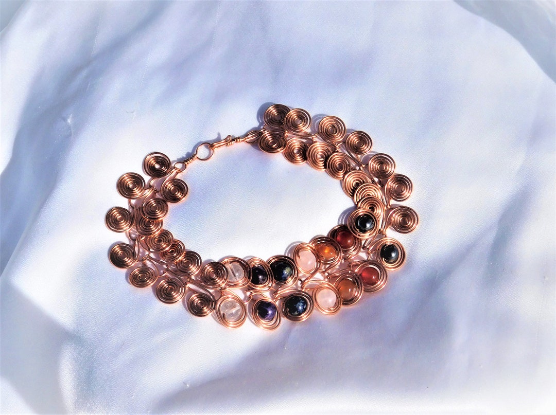 Copper Spiral 7 Chakra Bracelet - Etsy