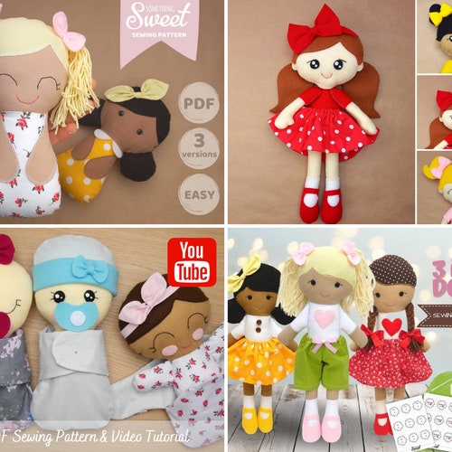 Felt Rag Doll Hand Sewing PDF PATTERN & Tutorial - Etsy