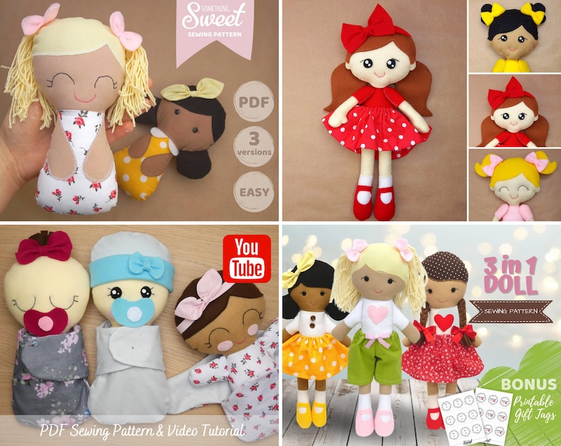 PDF Rag Doll Sewing PATTERN & Tutorial Swaddle Baby Doll - Etsy