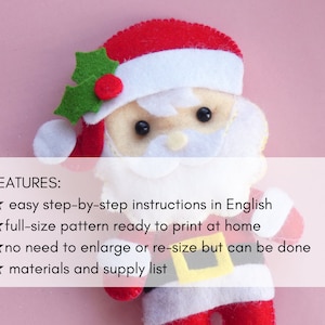 Santa Claus Felt Sewing PATTERN PDF & Tutorial - Christmas Tree ...