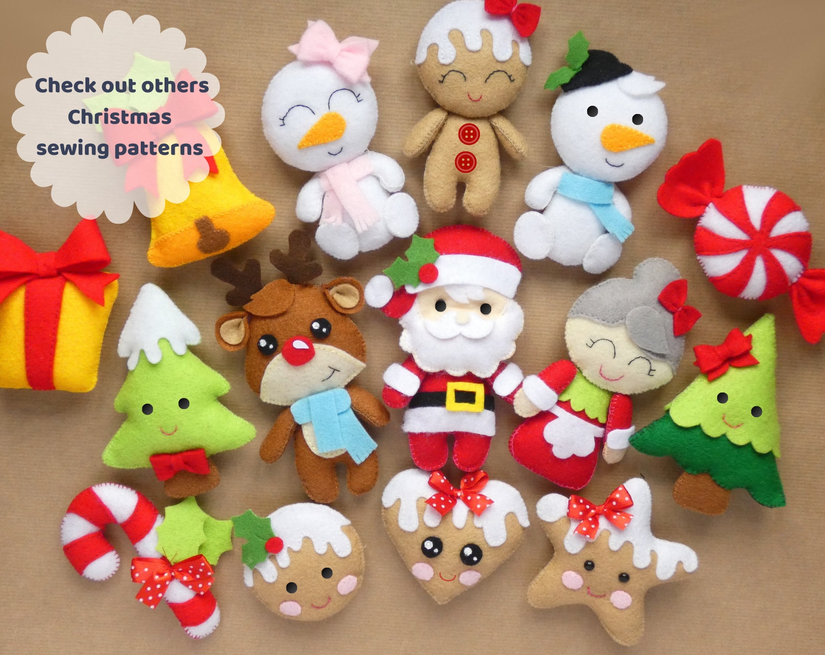 Santa Claus Felt Sewing PATTERN PDF & Tutorial - Christmas Tree ...