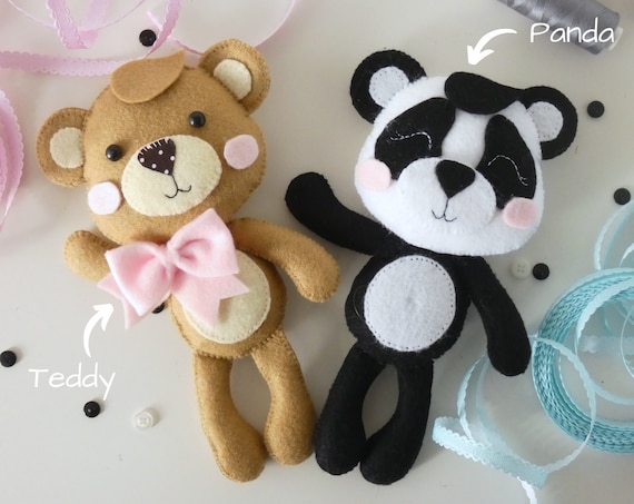 Felt Teddy and Panda Hand Sewing Pattern & Tutorial - Etsy