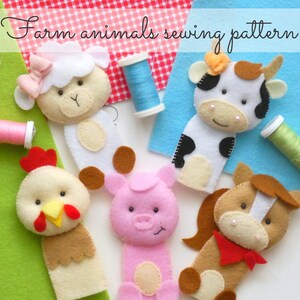 PDF Felt Farm Animals Sewing PATTERN & Tutorial - Fingerpuppets, Horse ...