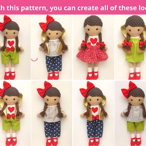 Rag Doll & Clothes Sewing Pattern – Soft Fabric Doll PDF With Dress ...