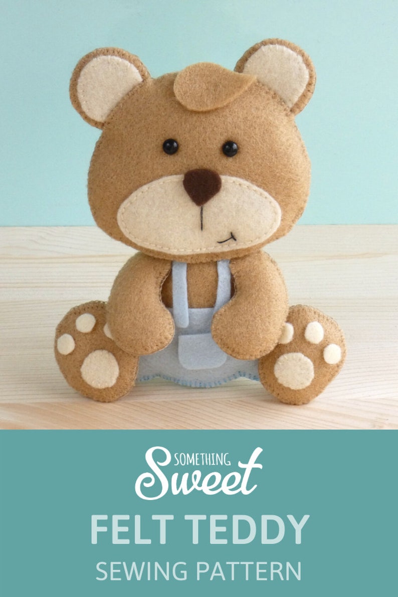 PDF Felt Teddy Sewing Pattern – DIY Hand Sewing Doll Tutorial, Stuffed ...