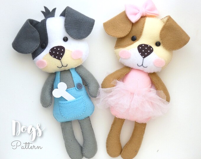 PDF Felt Dog Sewing PATTERN & Tutorial Animal Rag Doll, Plush Dog ...