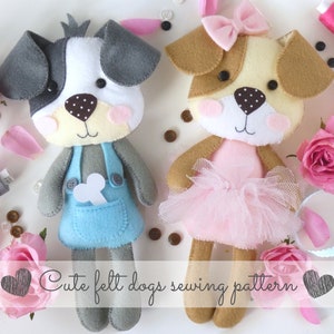 PDF Felt Dog Sewing PATTERN & Tutorial - Animal Rag Doll, Plush Dog ...