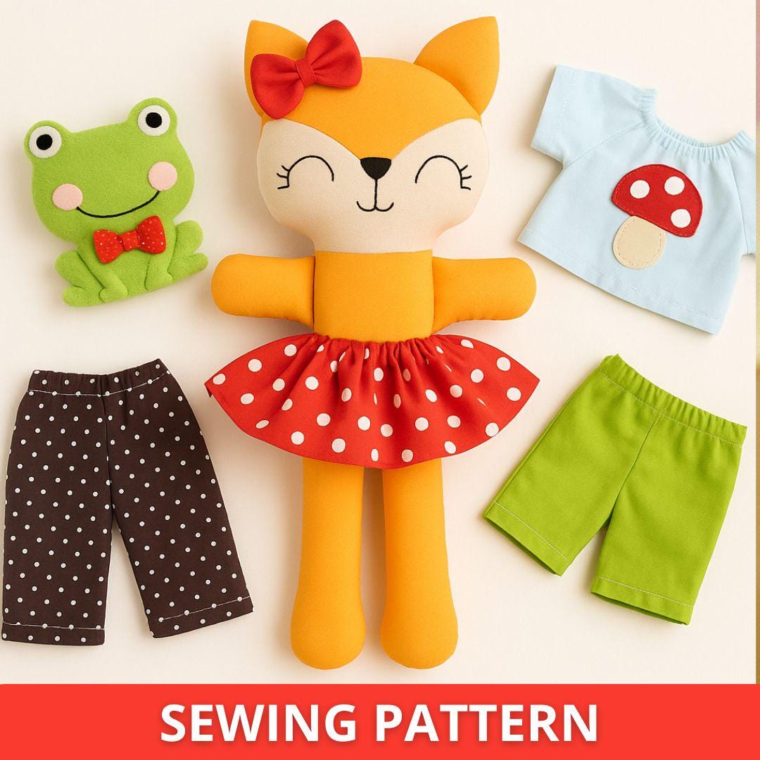 Fox Rag Doll With Overalls - PDF Sewing Pattern & Tutorial - Etsy