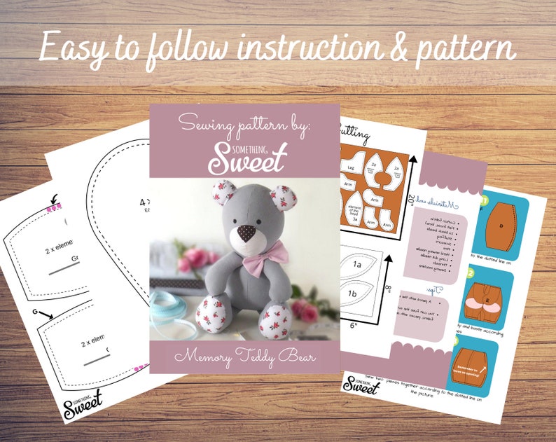 Memory Teddy Bear Sewing PATTERN & Tutorial - Pattern for Bear Made ...