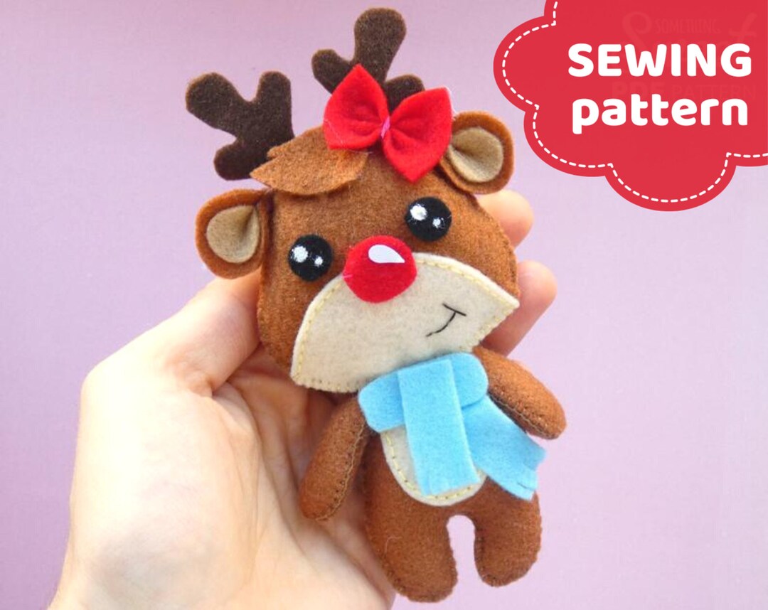 Felt Reindeer Christmas Ornament Felt Sewing PATTERN PDF & Tutorial ...