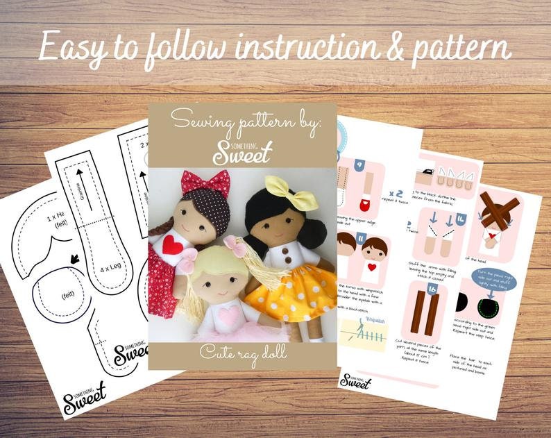 PDF Rag Doll With Clothes Sewing PATTERN & Tutorial Dress up - Etsy Canada