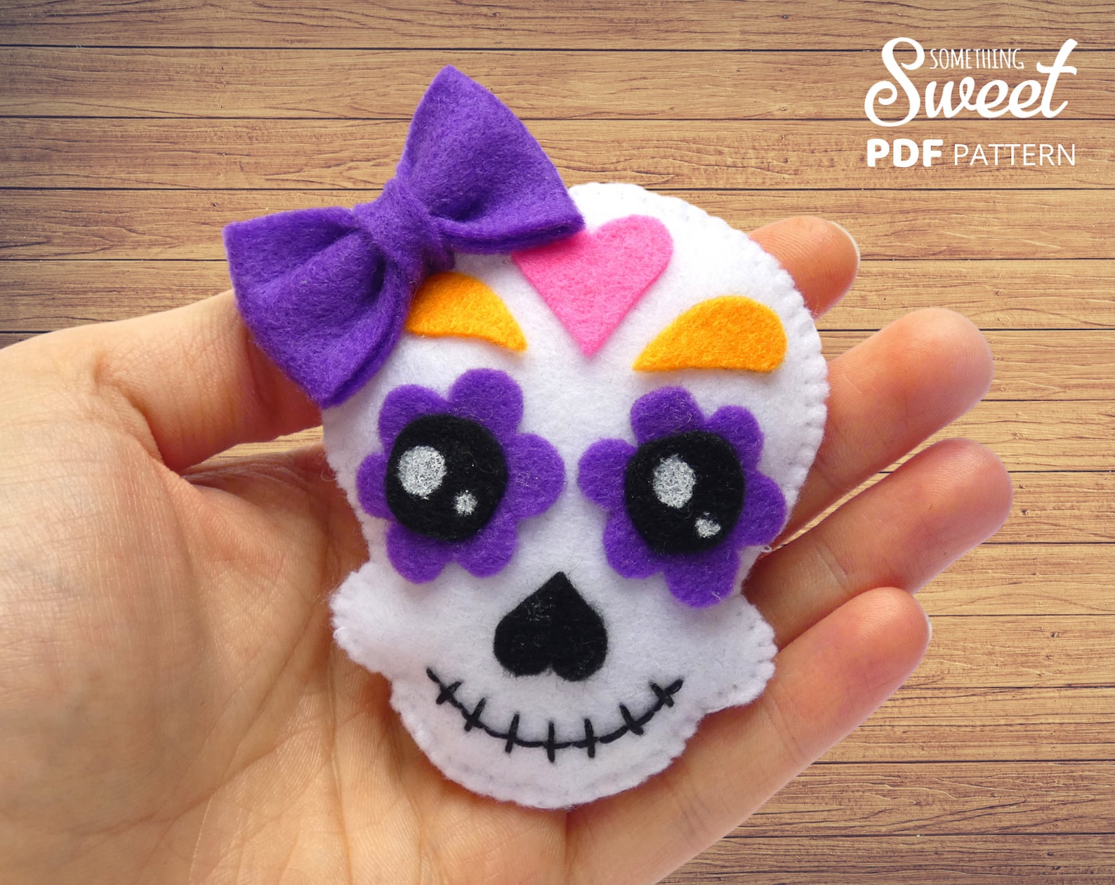 PDF Felt Halloween Sugar Skull Sewing PATTERN & Tutorial Halloween ...