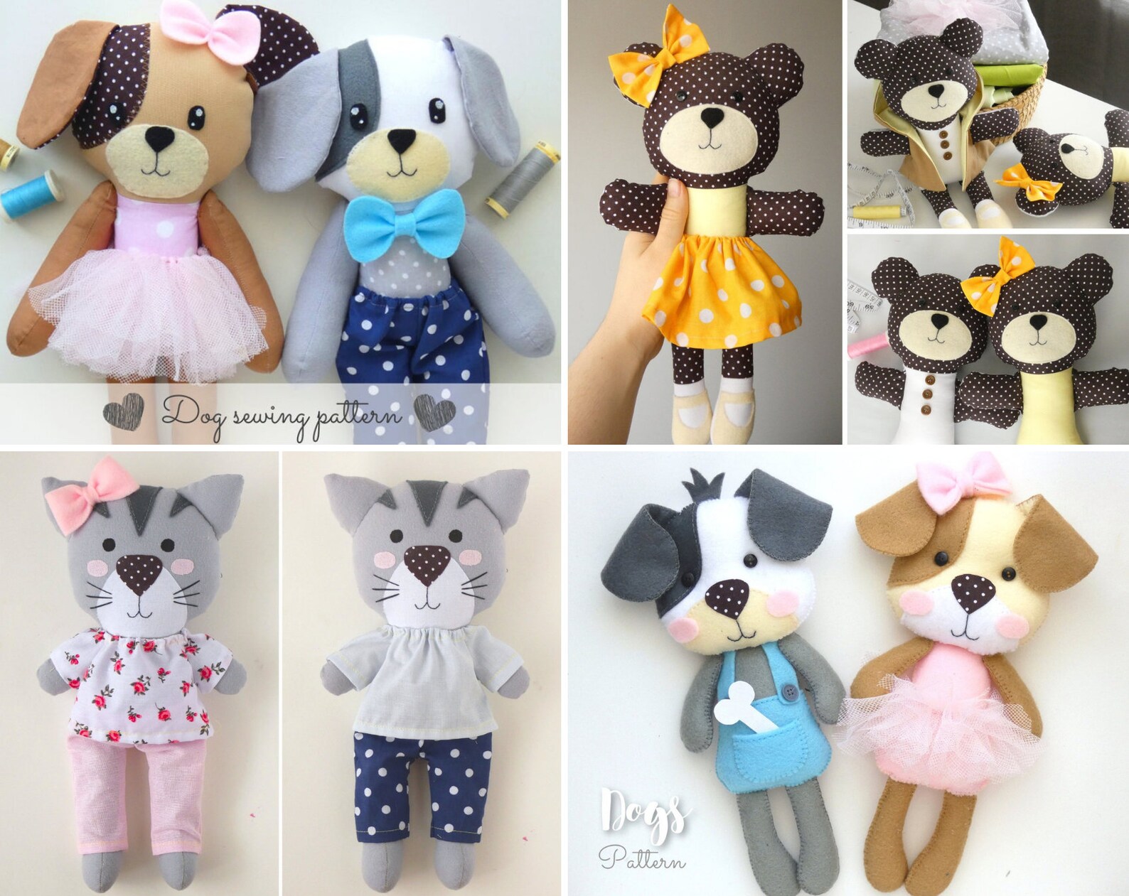 PDF Animal Rag Doll Sewing PATTERN & Tutorial Cat Doll | Etsy
