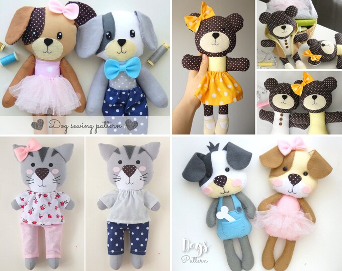 PDF Animal Rag Doll Sewing PATTERN & Tutorial Cat Doll - Etsy