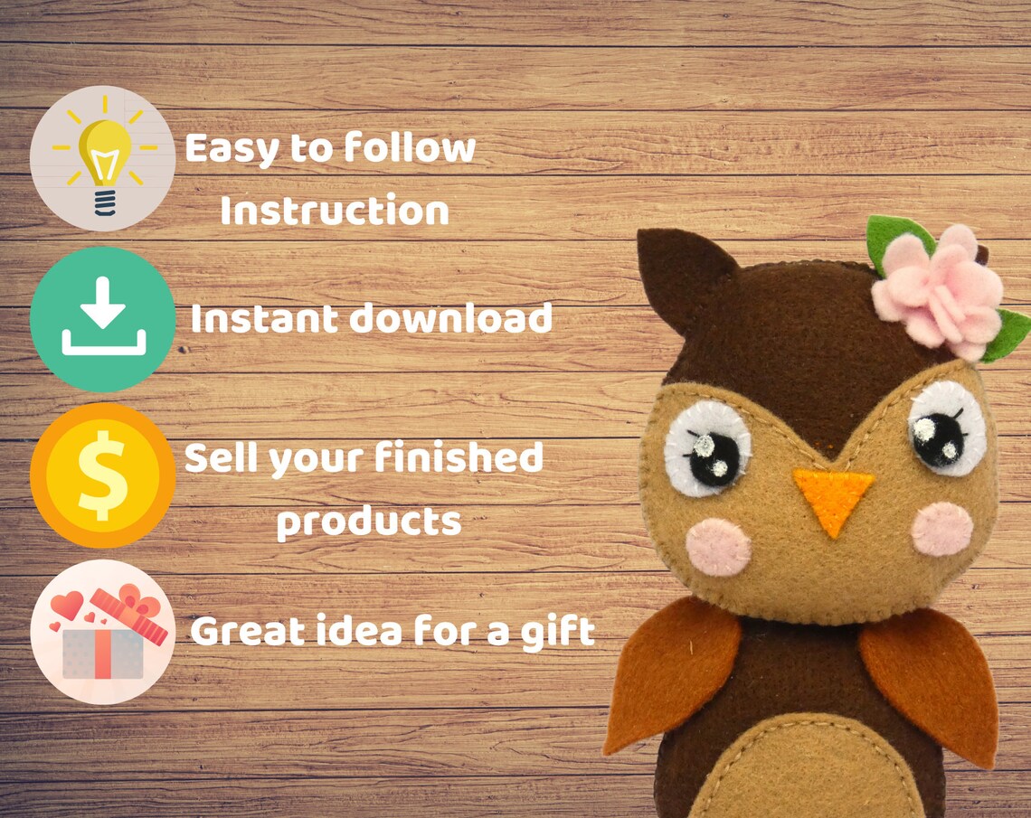 PDF Felt Owl Sewing PATTERN & Tutorial Felt Woodland Animal - Etsy