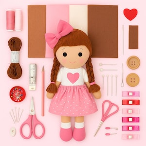 Rag Doll & Clothes Sewing Pattern – Soft Fabric Doll PDF With Dress ...