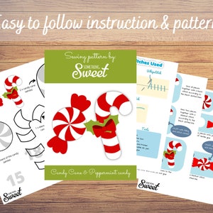 PDF Felt Candy Cane Sewing PATTERN & Tutorial - Peppermint Candy ...