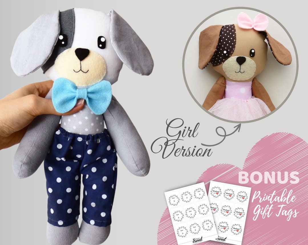 PDF Dog Doll Sewing PATTERN & Tutorial - Animal Rag Doll, Dress up Doll ...