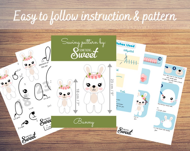 Easter Felt Bunny Doll Sewing PATTERN & Tutorial Woodland | Etsy