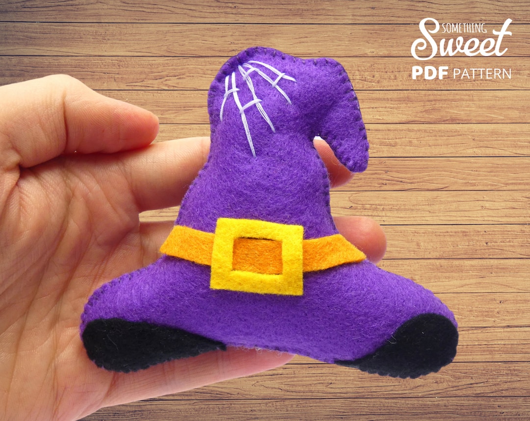 PDF Felt Halloween Witch Hat Sewing PATTERN & Tutorial - Halloween ...