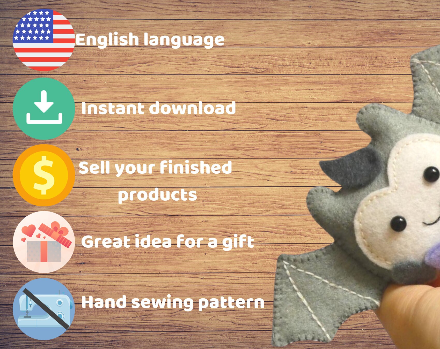 PDF Felt Bat Sewing PATTERN & Tutorial Halloween Bat Felt | Etsy