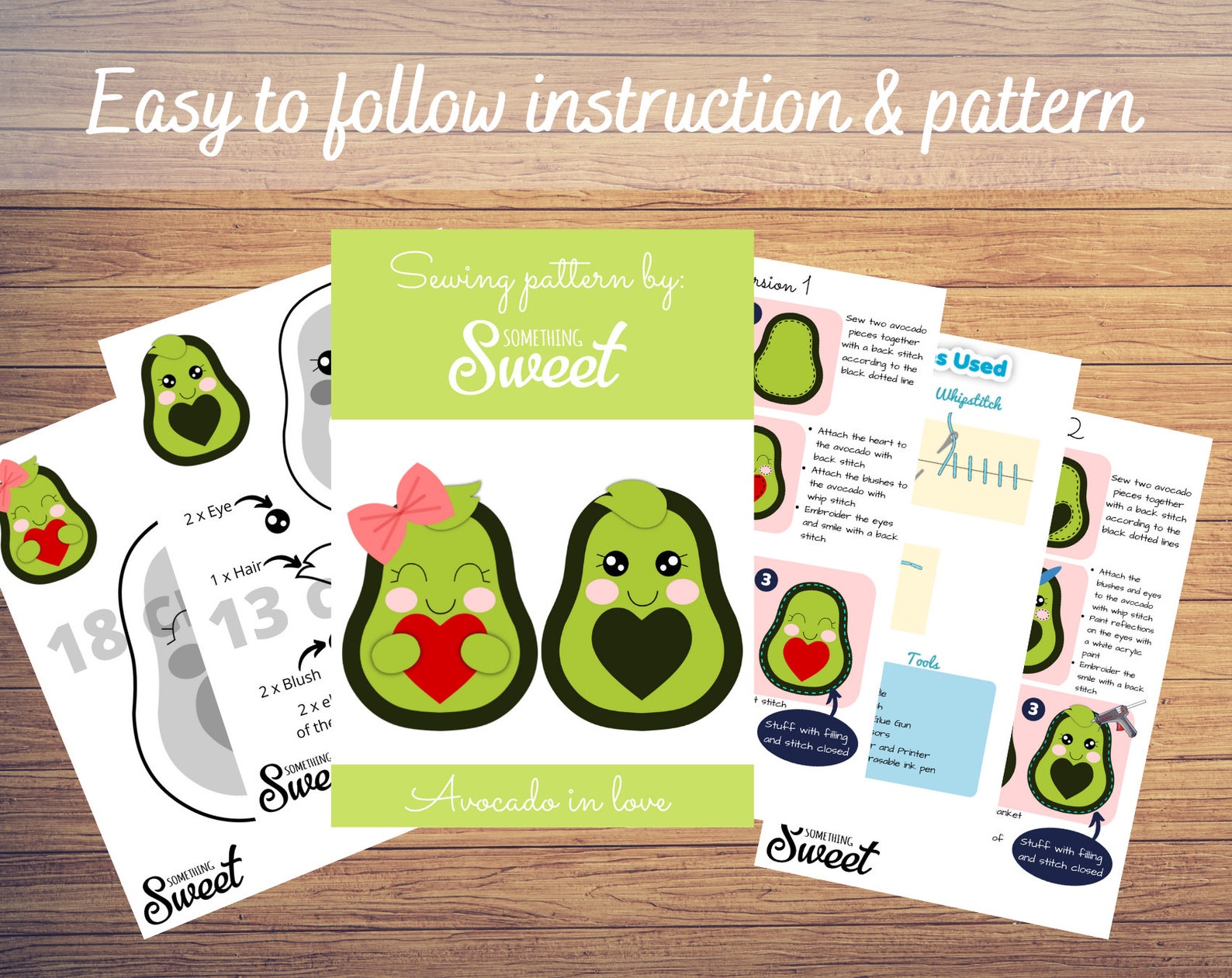 SVG PDF Felt Avocado in Love Sewing PATTERN & Tutorial Felt - Etsy Canada