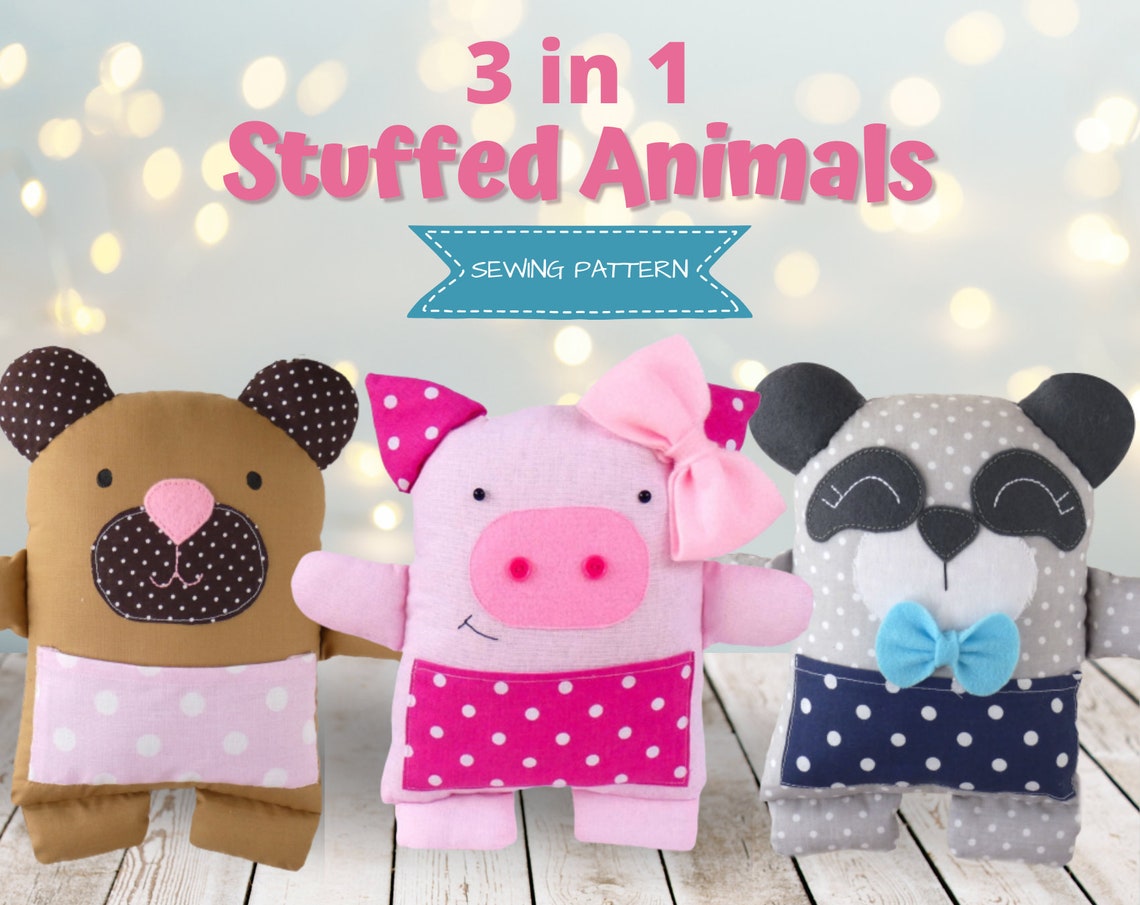 3 in 1: PDF Animal Rag Doll Sewing PATTERN & Tutorial Teddy - Etsy