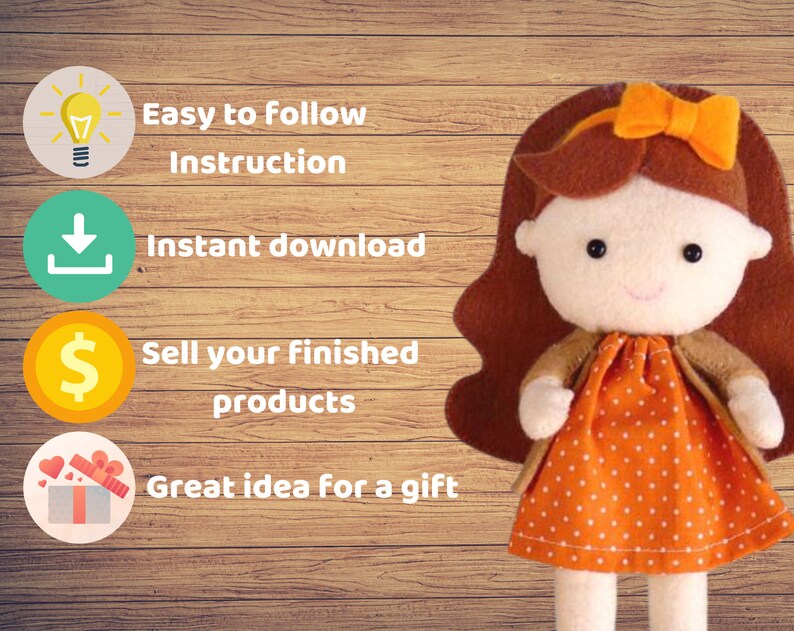 Felt Rag Doll Hand Sewing PATTERN & Tutorial - Etsy