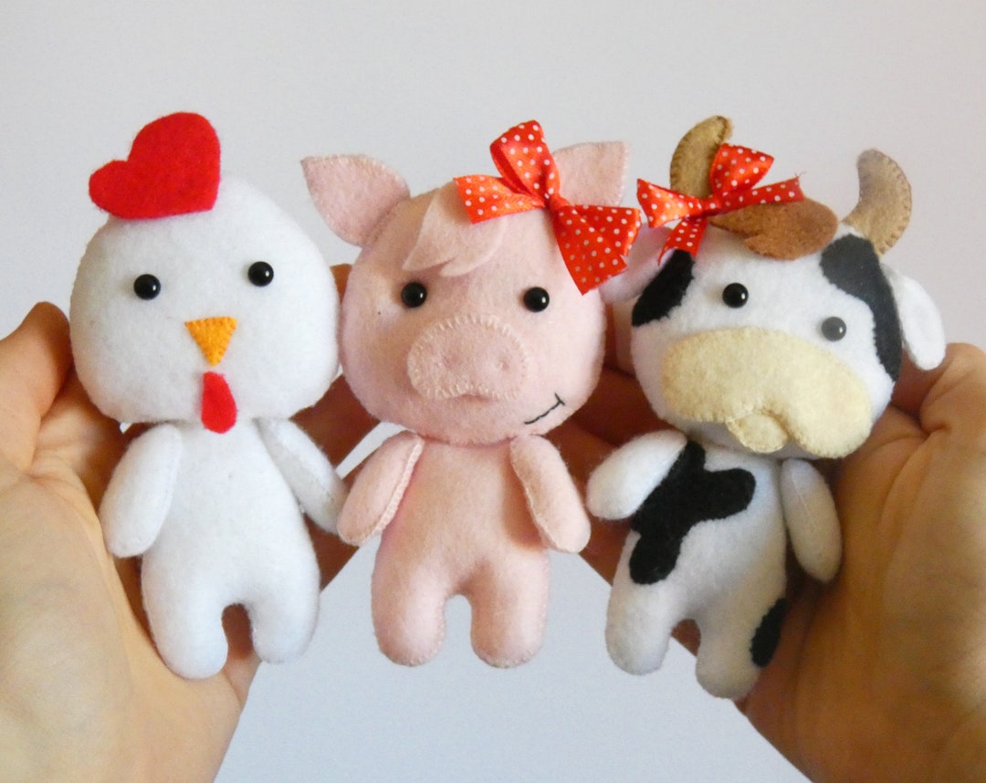 PDF Felt Farm Animals Sewing PATTERN & Tutorial - Felt Cow, Chicken and ...