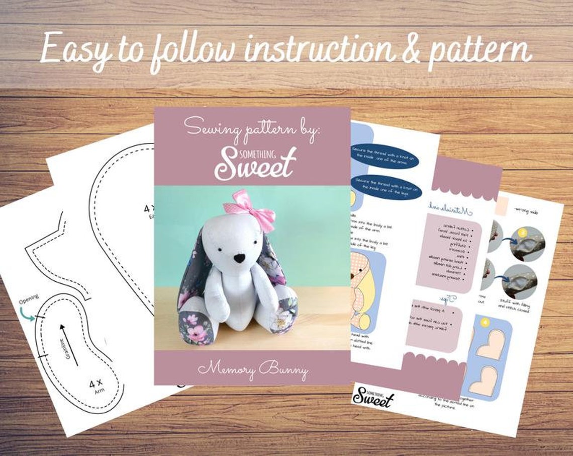 2 in 1: PDF Memory Teddy Bear and Bunny Sewing PATTERN & - Etsy