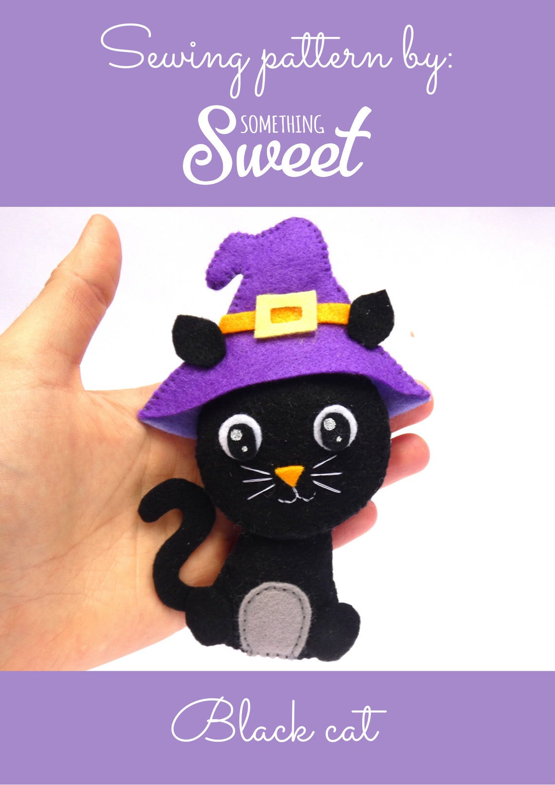 Halloween Black Cat Felt Sewing PATTERN PDF - Halloween Easy Felt ...