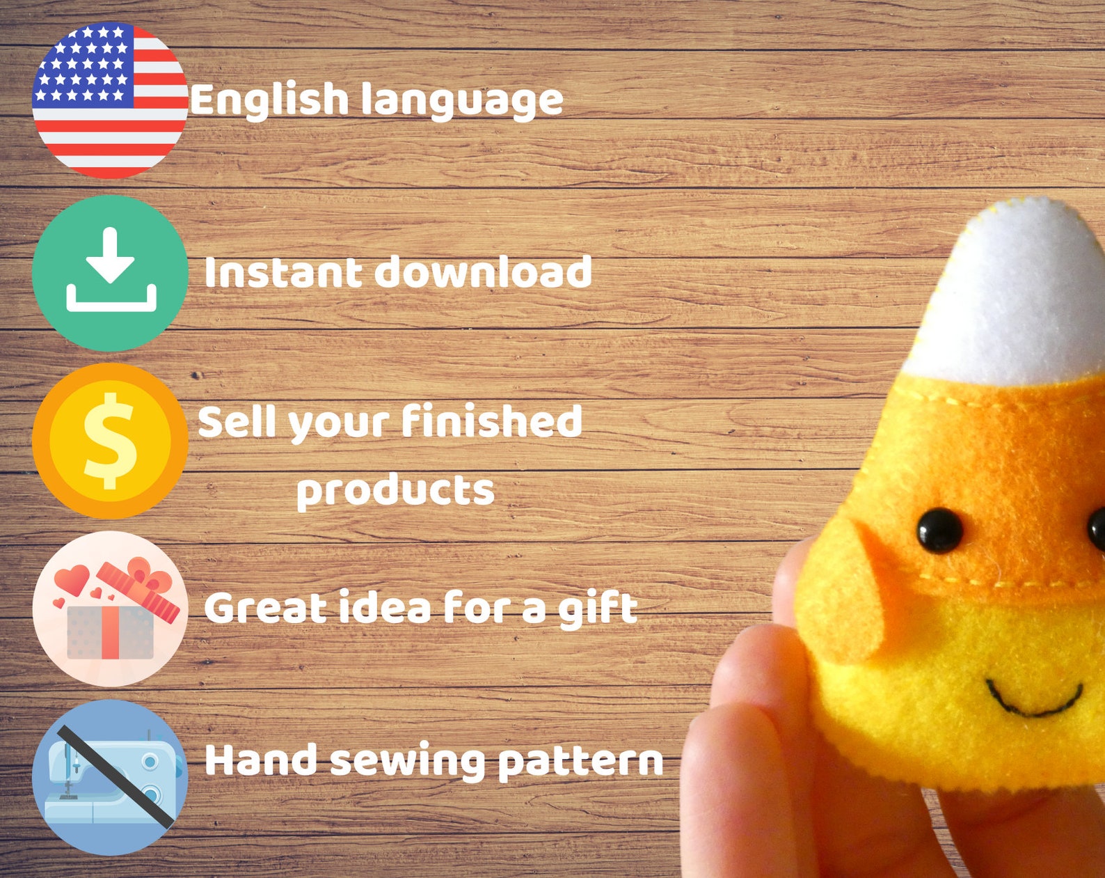 Halloween Candy Corn Sewing PATTERN PDF Halloween Easy Felt - Etsy