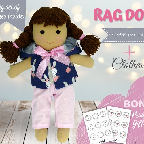 PDF Rag Doll With Clothes Sewing PATTERN & Tutorial Dress up | Etsy