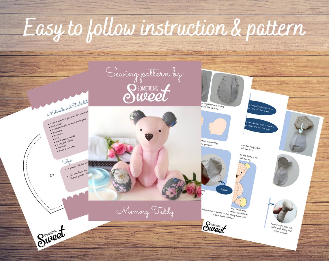 2 in 1: PDF Memory Teddy Bear and Bunny Sewing PATTERN & - Etsy