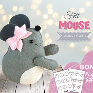 Felt Mouse PDF Sewing PATTERN & Tutorial - Felt Toy Pattern, Plush ...