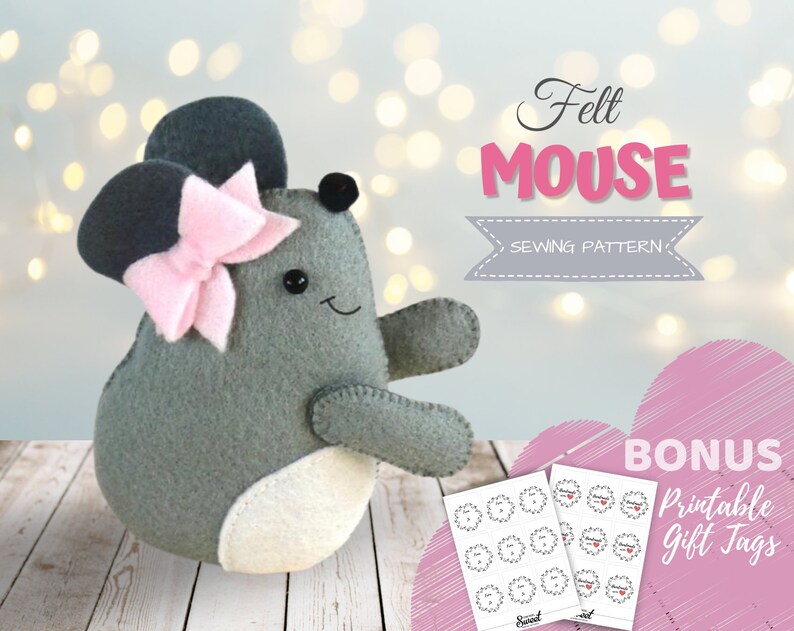 Felt Mouse PDF sewing PATTERN & Tutorial felt toy pattern | Etsy
