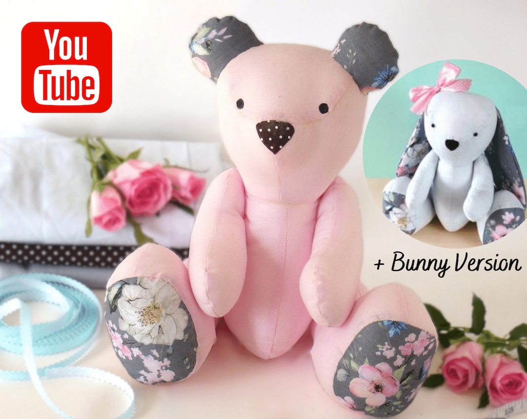 2 in 1: PDF Memory Teddy Bear and Bunny Sewing PATTERN & Tutorial ...