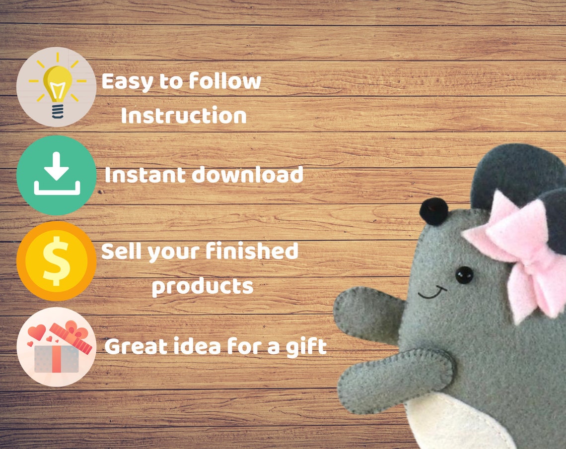 Felt Mouse PDF sewing PATTERN & Tutorial felt toy pattern | Etsy